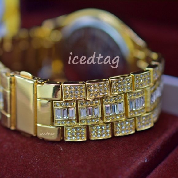 Accessories | Mens Full Iced Out Chronograph Red Face Watch | Poshmark